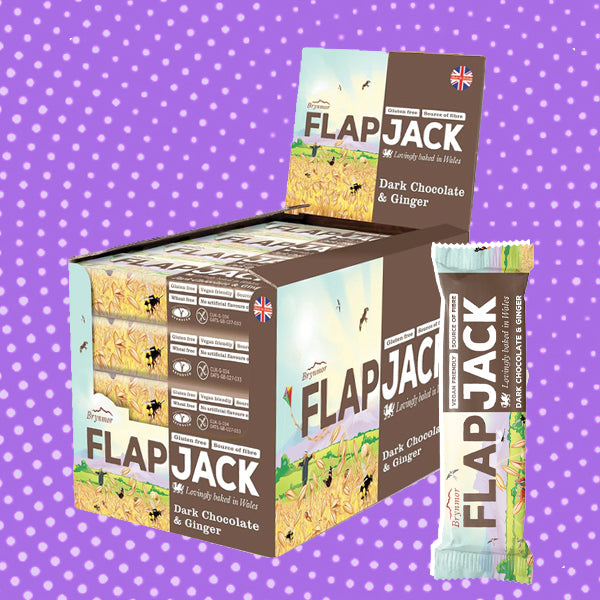 Brynmor Flapjack Dark Choc & Ginger 20 x 80g – Eatsnacks Healthy Snacks ...